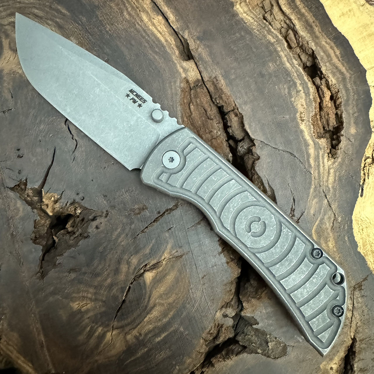 McNees Knives PM MAC 2 3.5 Gen 2 Atomic Shockwave Titanium Handle Matte ...