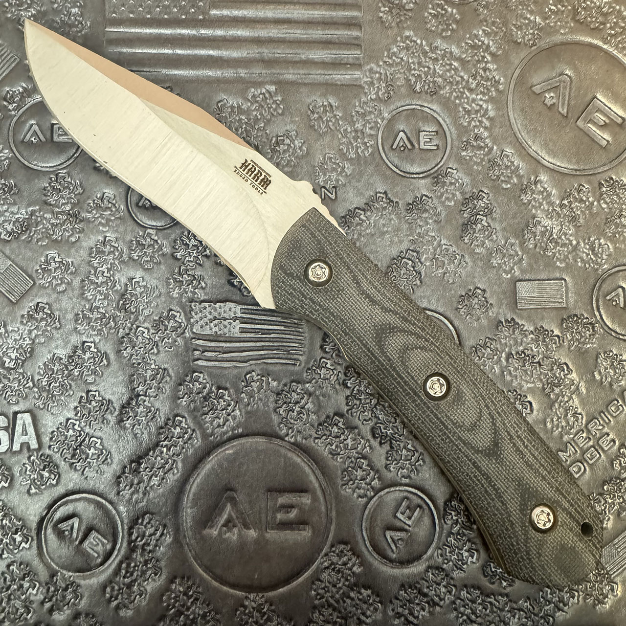 Harm Edged Tools Custom Resistor FX Fixed Blade Black Canvas Micarta ...