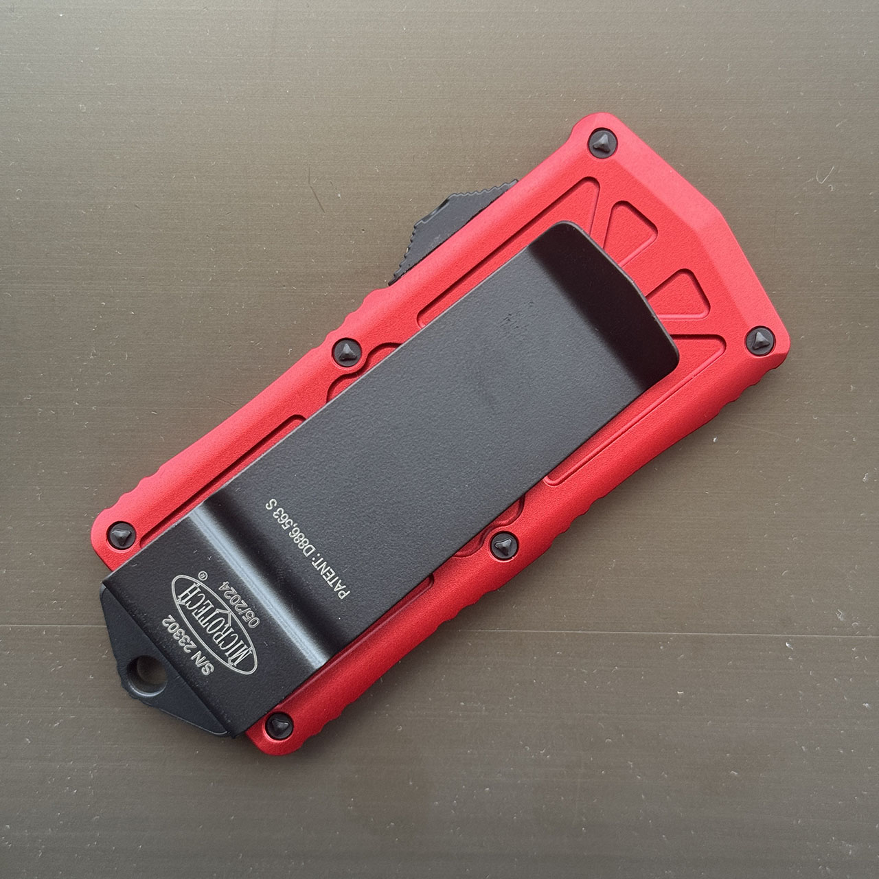 Microtech Exocet T/E Red Handle Black Standard Blade Cali Legal OTF ...