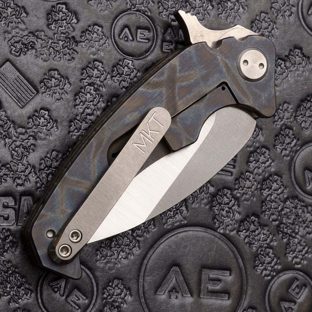 Medford FUK Flipper Frame Lock Flamed Blue Titanium Handles Tumbled ...