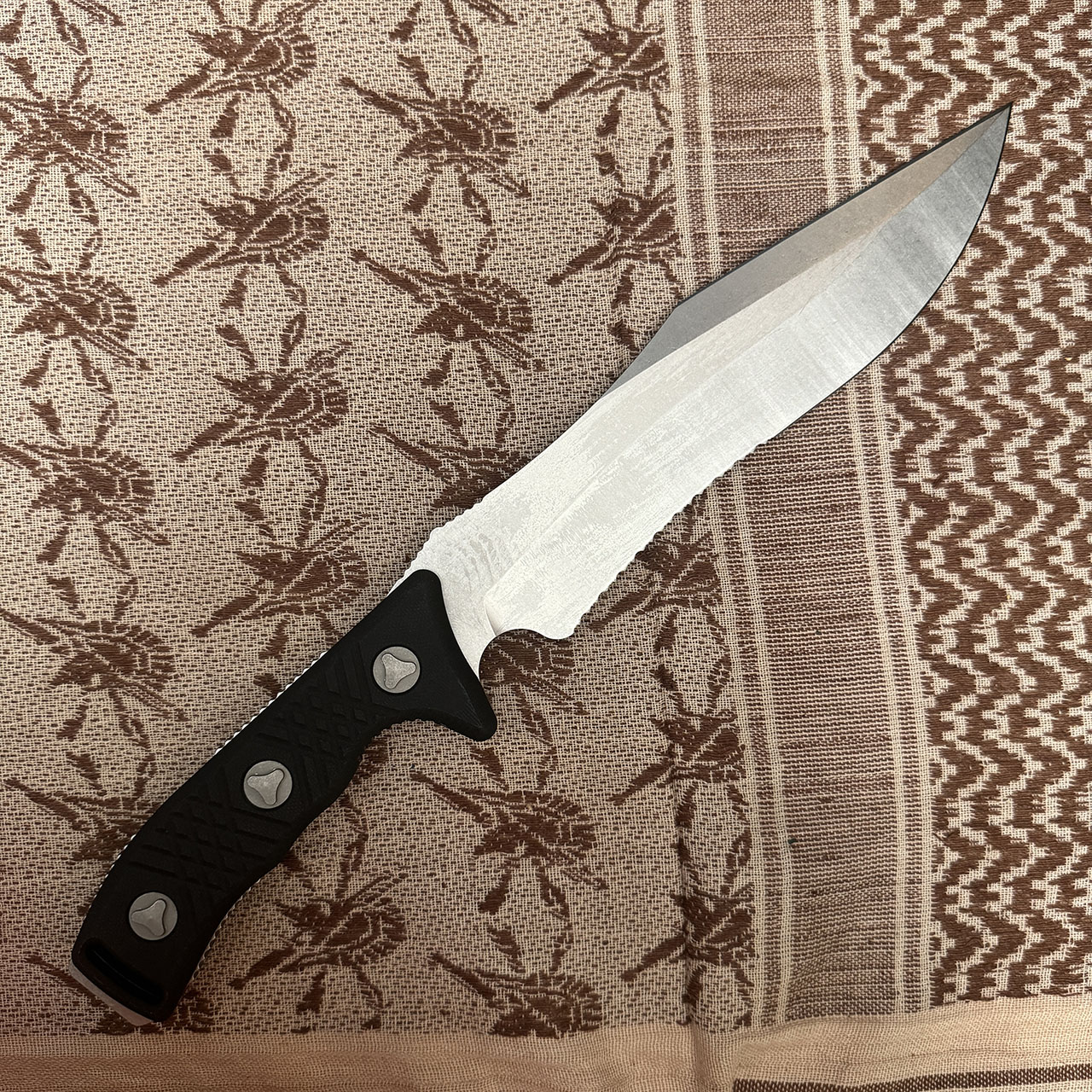 Microtech Arbiter Fixed Blade Black G-10 Stonewash Serrated 104-11 ...