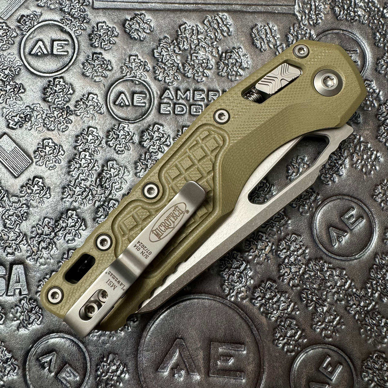 Microtech MSI "Lawnman" RAM-LOK Frag OD Green G-10 Handle Stonewash ...
