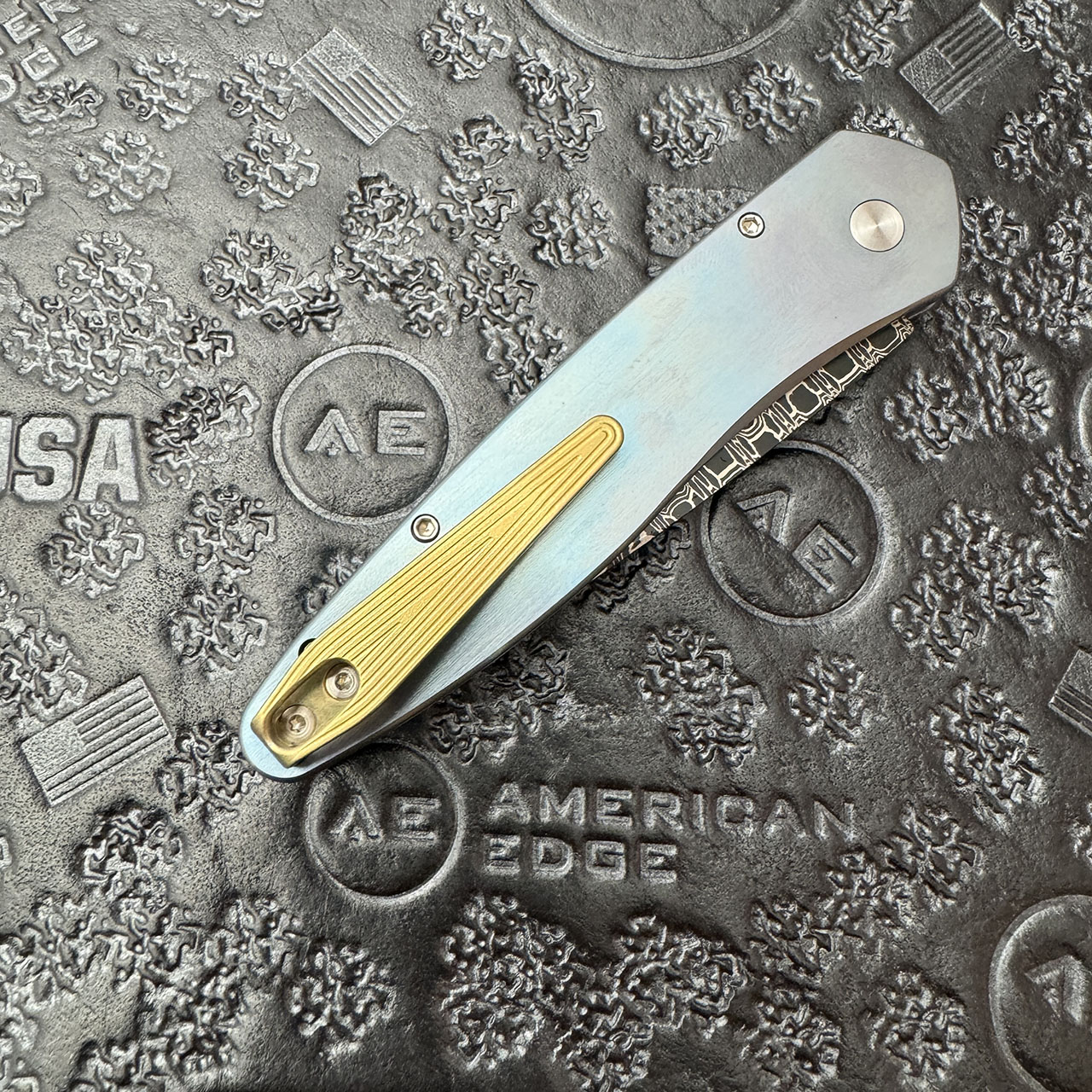 Pro-Tech Newport Auto Unique Titanium Custom Blue Titanium Handle w ...