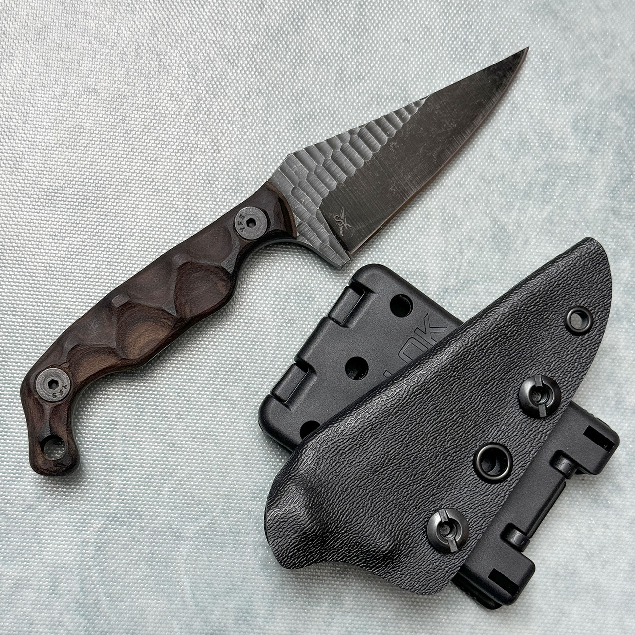 Stroup Knives Mini1 Fixed Blade Wood Handle Dark Acidwashed Blade ...