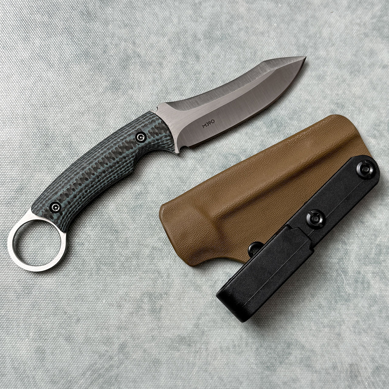 Harm Edged Tools Custom SD Ring Fixed Blade Artisanal Carbon Fiber ...