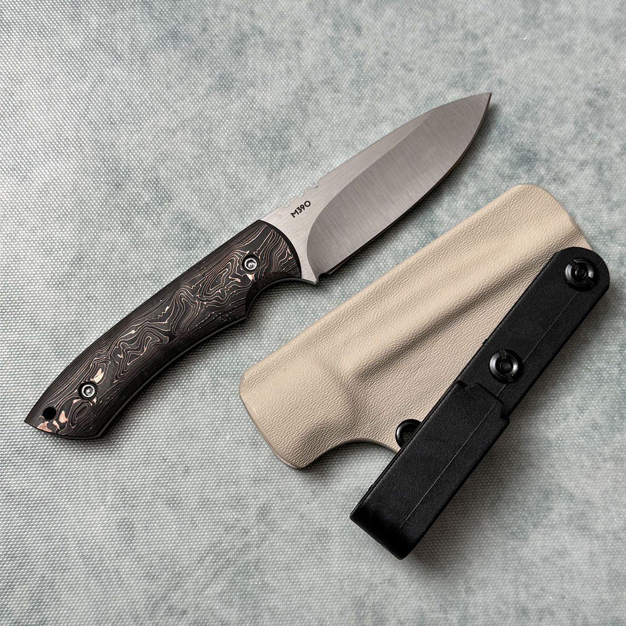 Harm Edged Tools Custom Micro XL Fixed Blade Copper Carbon Fiber ...