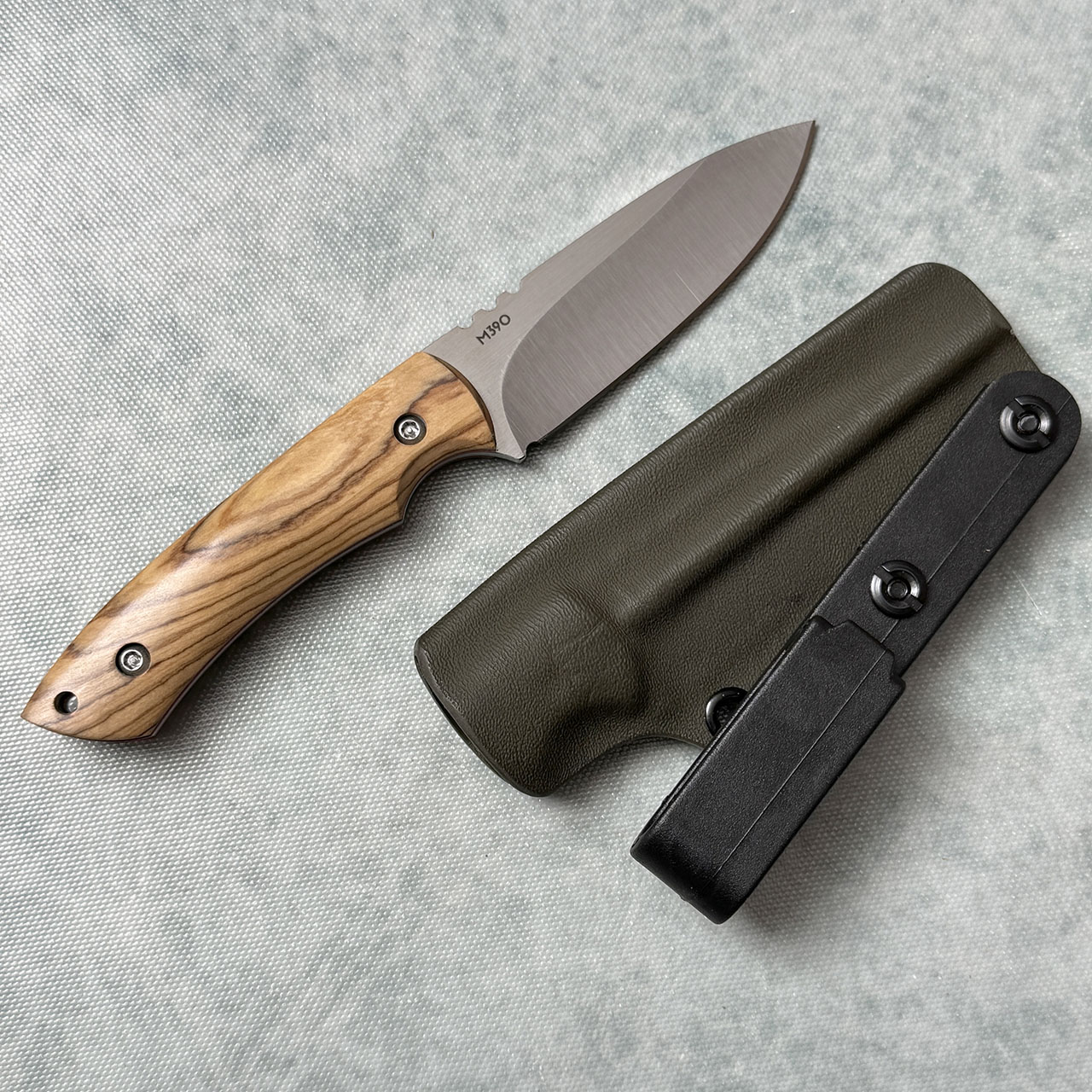 Harm Edged Tools Custom Micro XL Fixed Blade Olive Wood Handles Satin ...