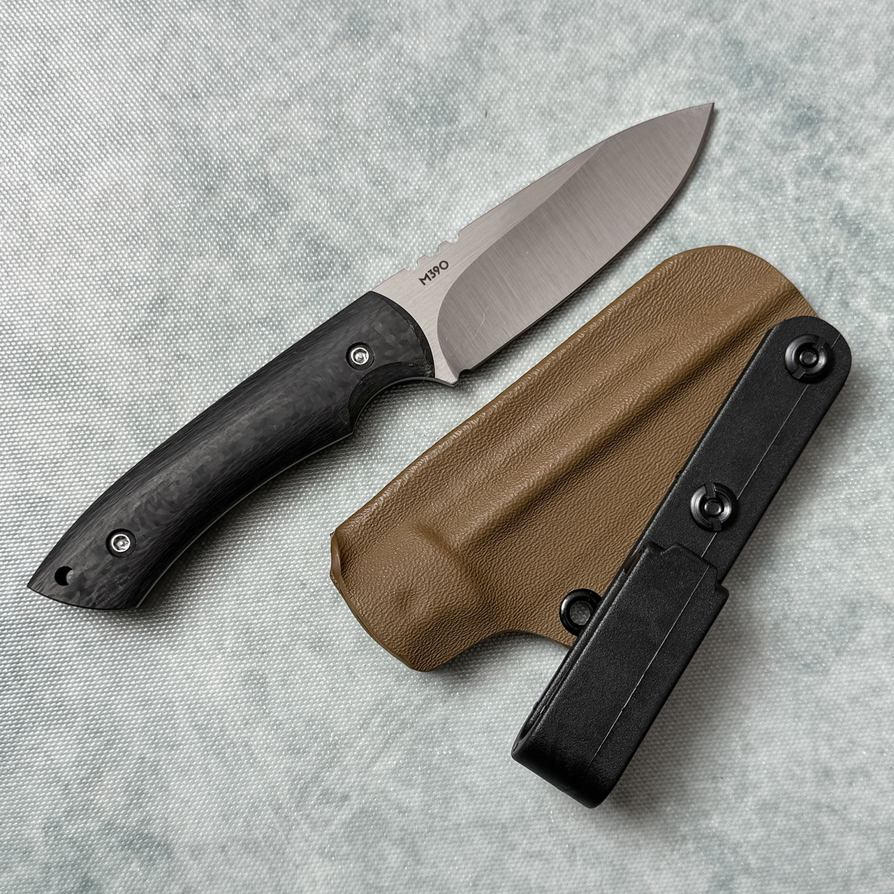 Harm Edged Tools Custom Micro XL Fixed Blade Carbon Fiber Handles Satin ...