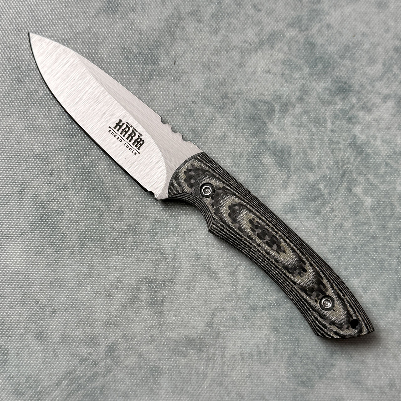 Harm Edged Tools Custom Micro XL Fixed Blade Artisanal Carbon Fiber ...