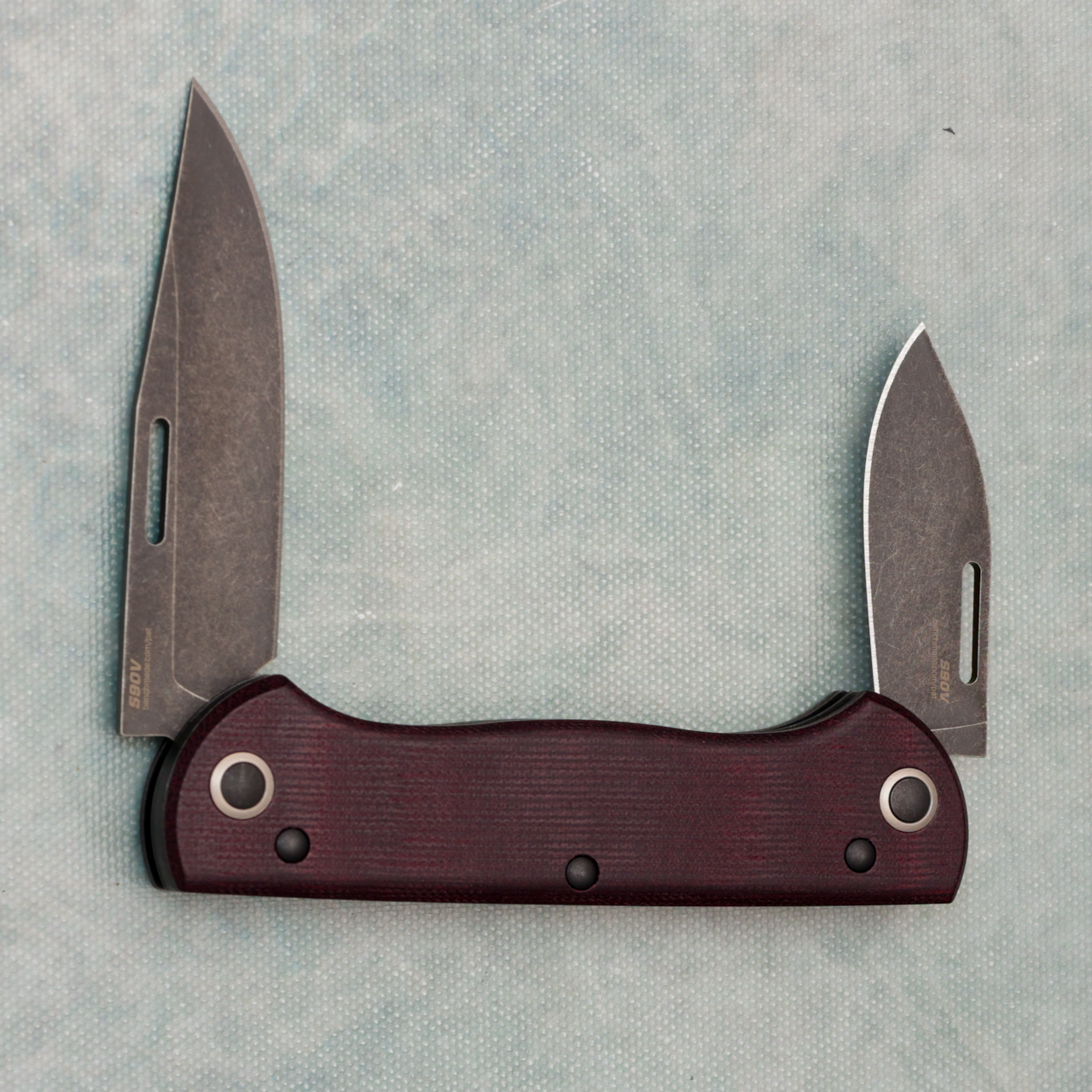 Benchmade Weekender Slip Joint DLC S90V Blade Burgundy Canvas Micarta ...