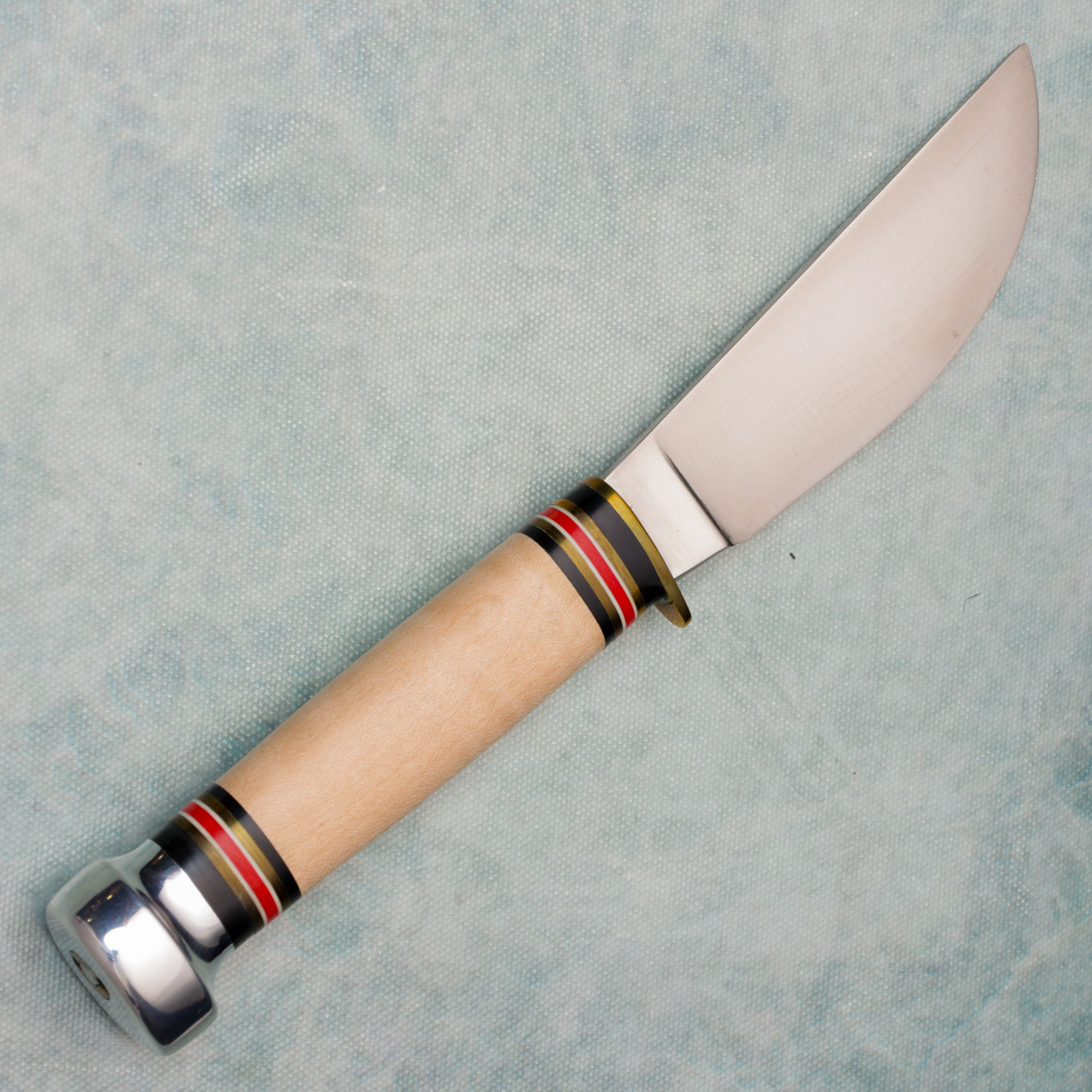 Marbles Hunter Fixed Blade Curly Maple Handles w/ Aluminum Pommel Satin ...