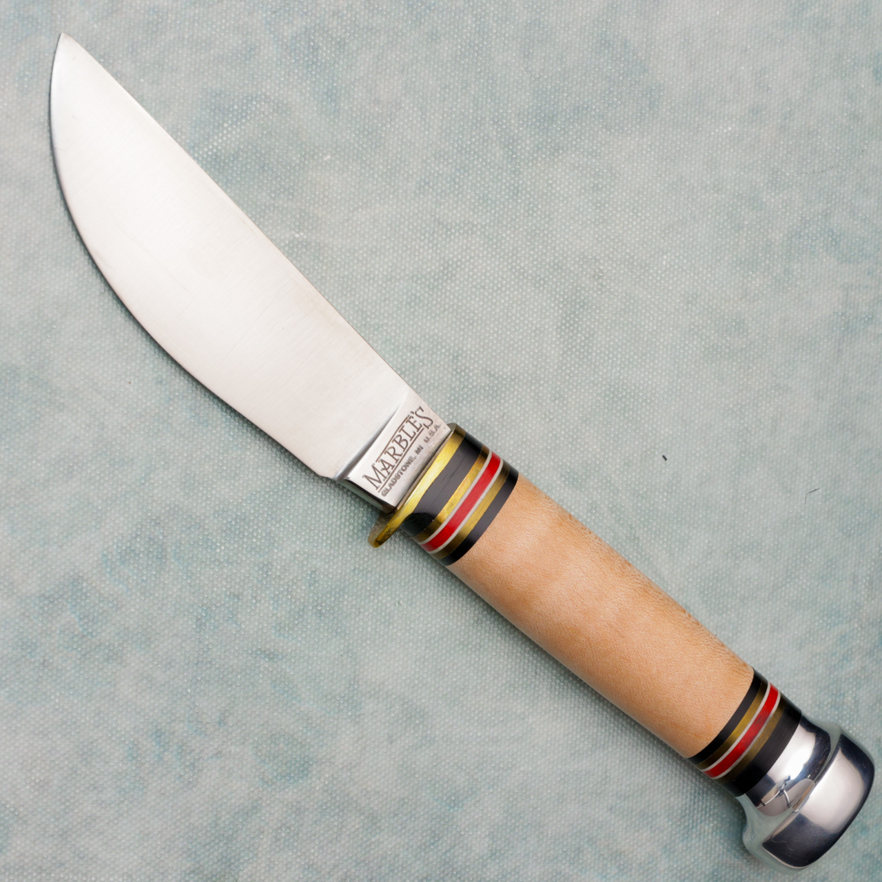 Marbles Hunter Fixed Blade Curly Maple Handles w/ Aluminum Pommel Satin ...