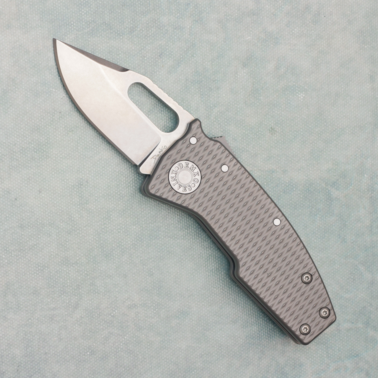Demko Nano-Shark Shark Lock Textured Titanium Handle Stonewash Clip ...