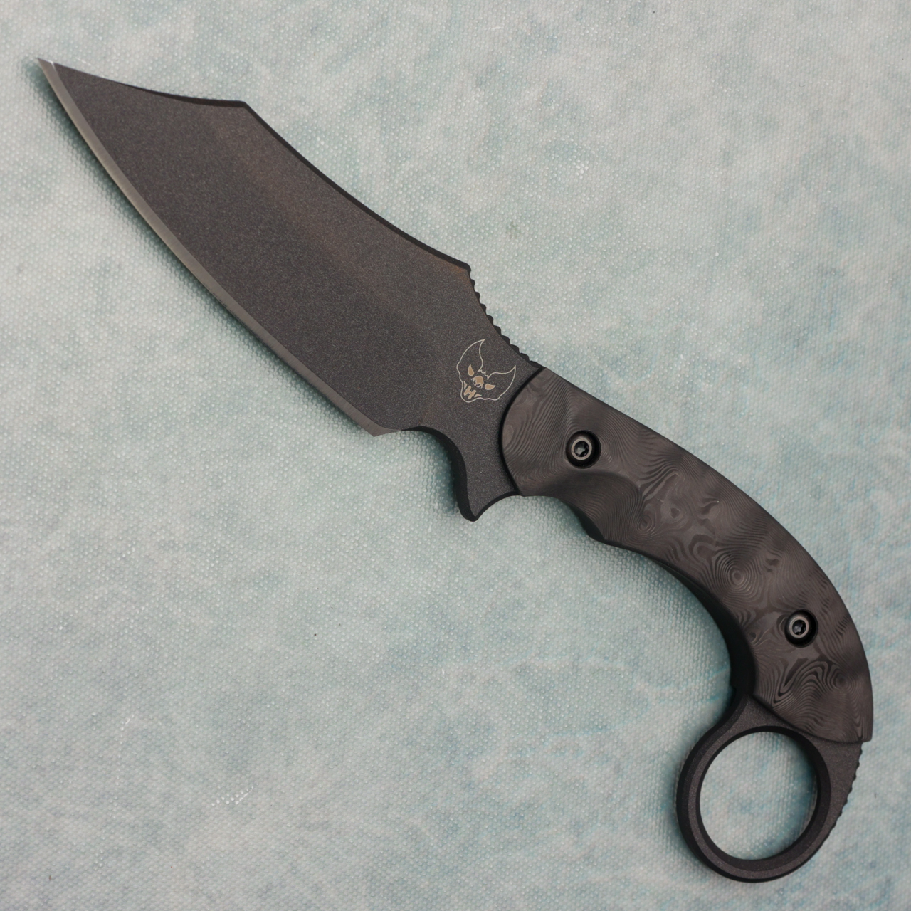 Bat Cave Blades Karambat Fixed Blade Dunes Fat Carbon Handle Cobalt ...