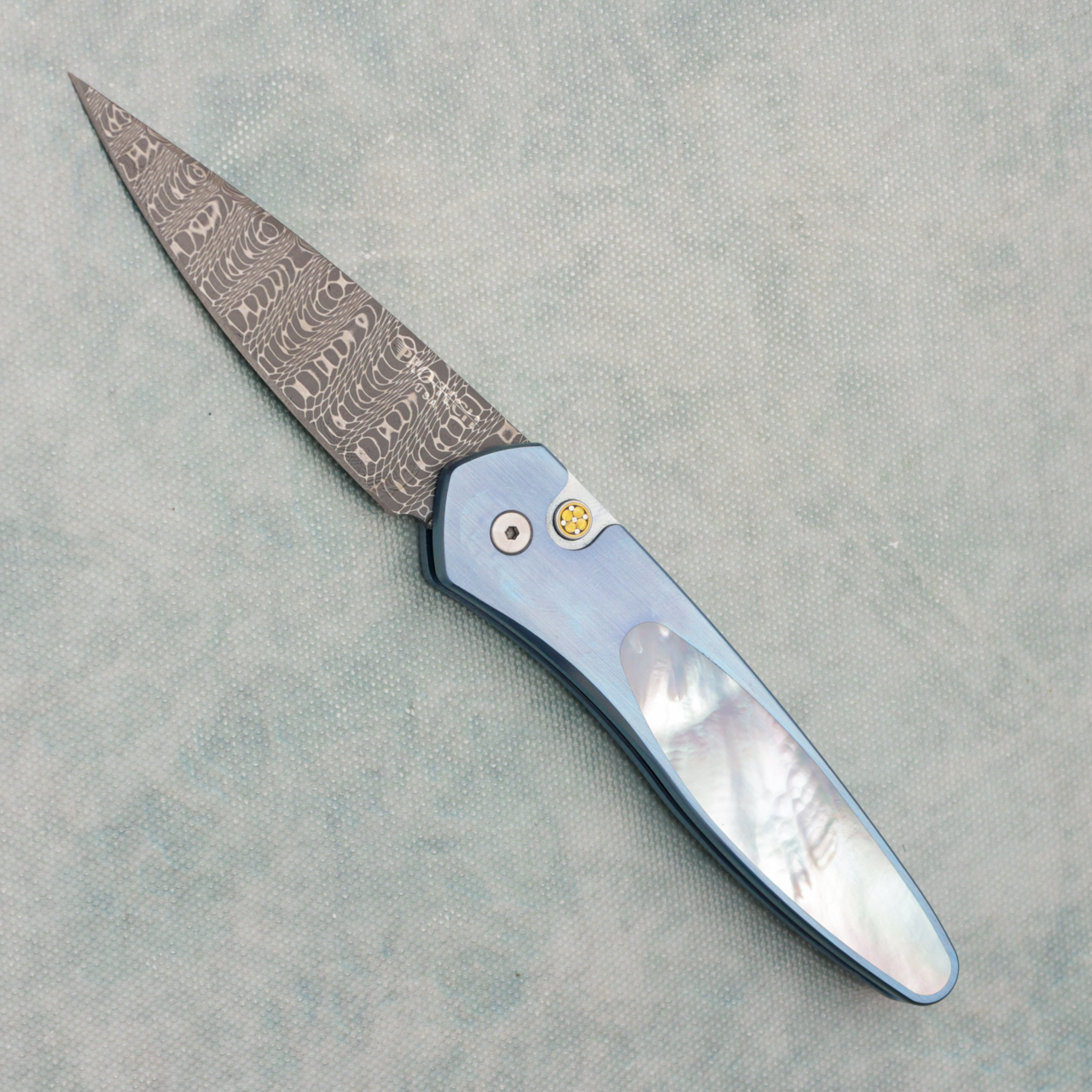 Pro-Tech Newport Auto Unique Titanium Custom Blue Titanium Handle w ...