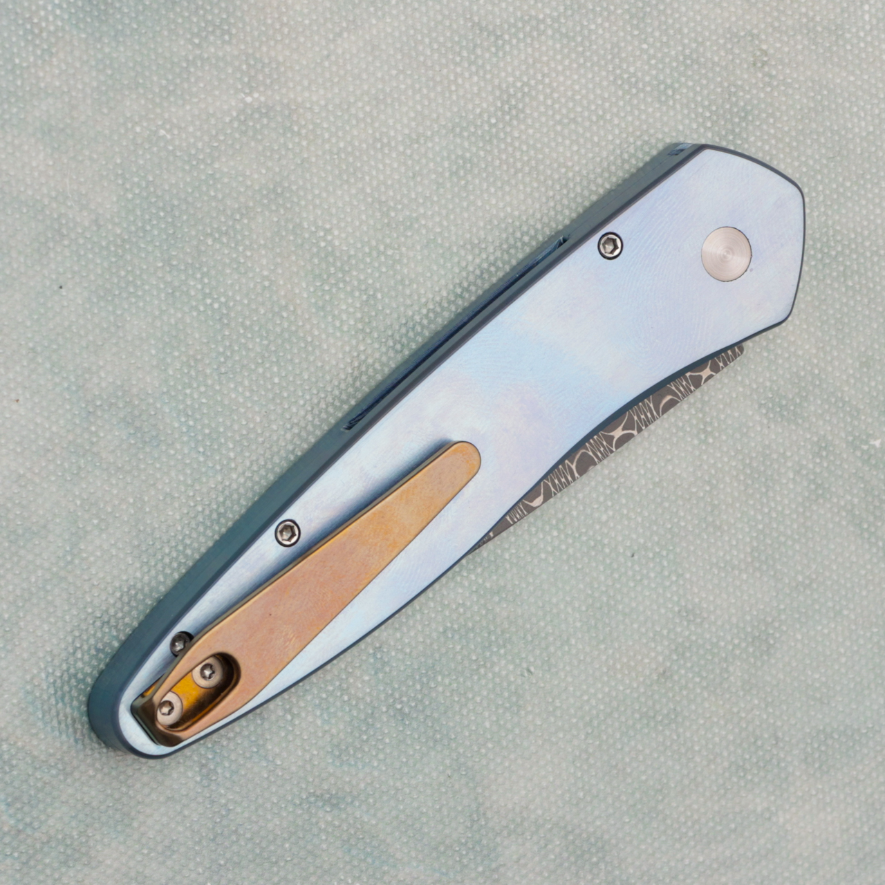 Pro-Tech Newport Auto Unique Titanium Custom Blue Titanium Handle w ...