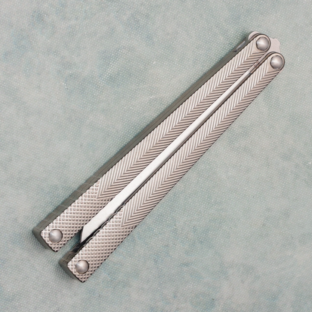 MachineWise Serif Balisong Titanium Texture Handle Stonewashed S35VN ...