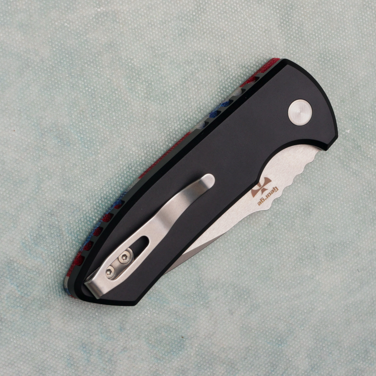 Pro-Tech Les George SBR USA Unique Micarta Top Stonewash Blade Mosaic ...