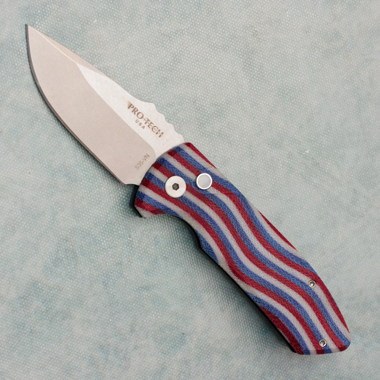 Pro-Tech Les George SBR USA Unique Micarta Top Stonewash Blade Mosaic ...