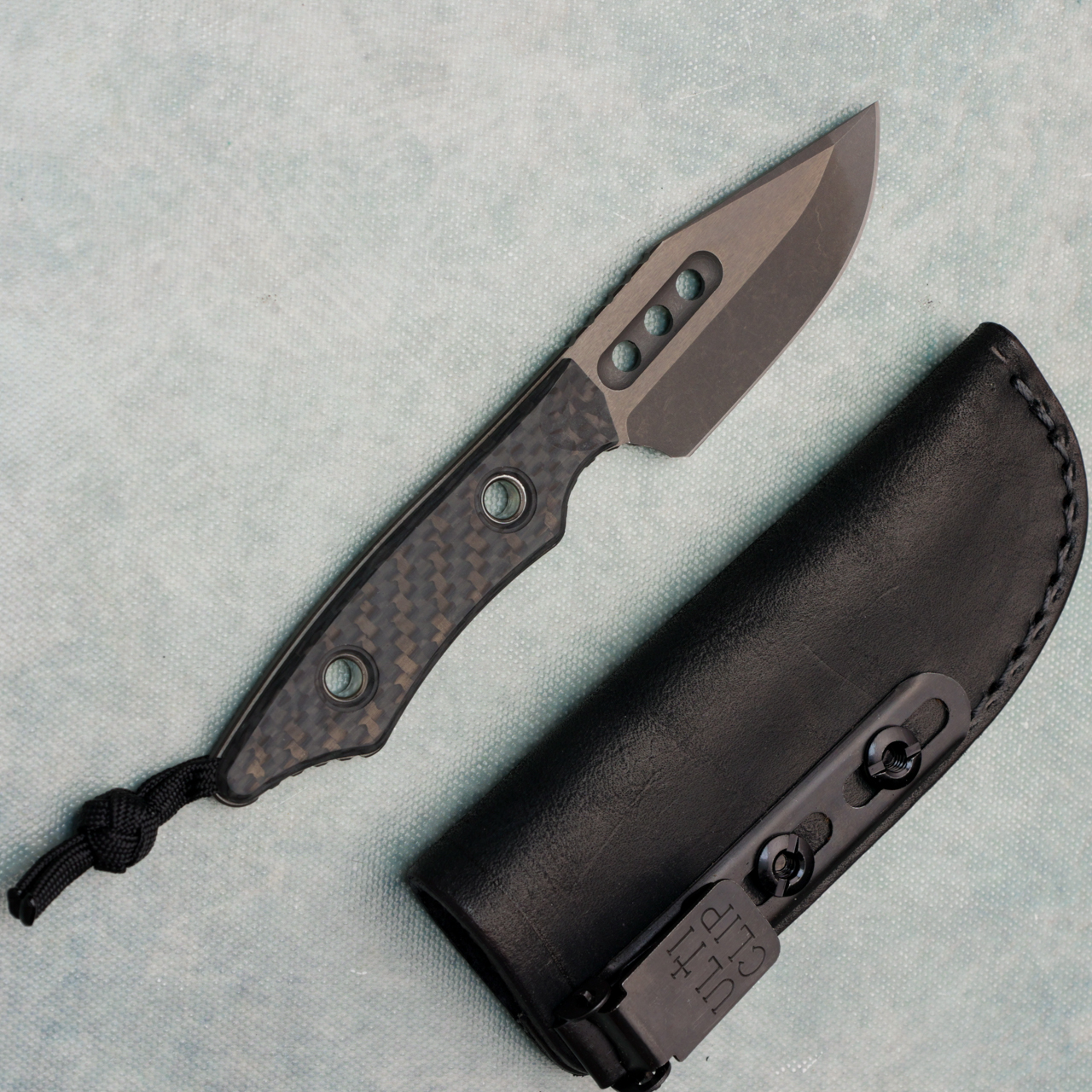Heretic Knives Kobold Bowie Fixed Blade Glow Carbon Fiber Handle DLC ...