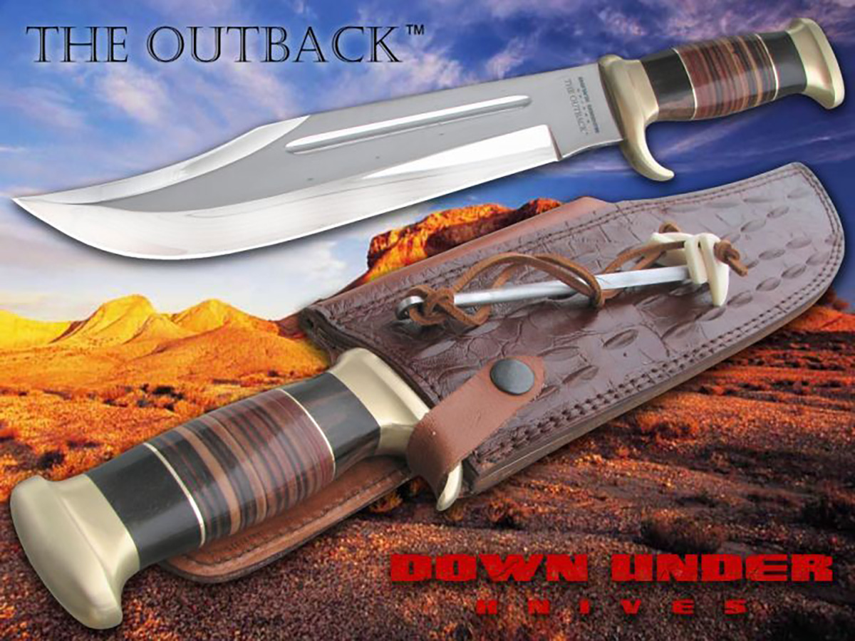 Down Under Knives The Outback Bowie Stacked Leather Handle Mirror ...