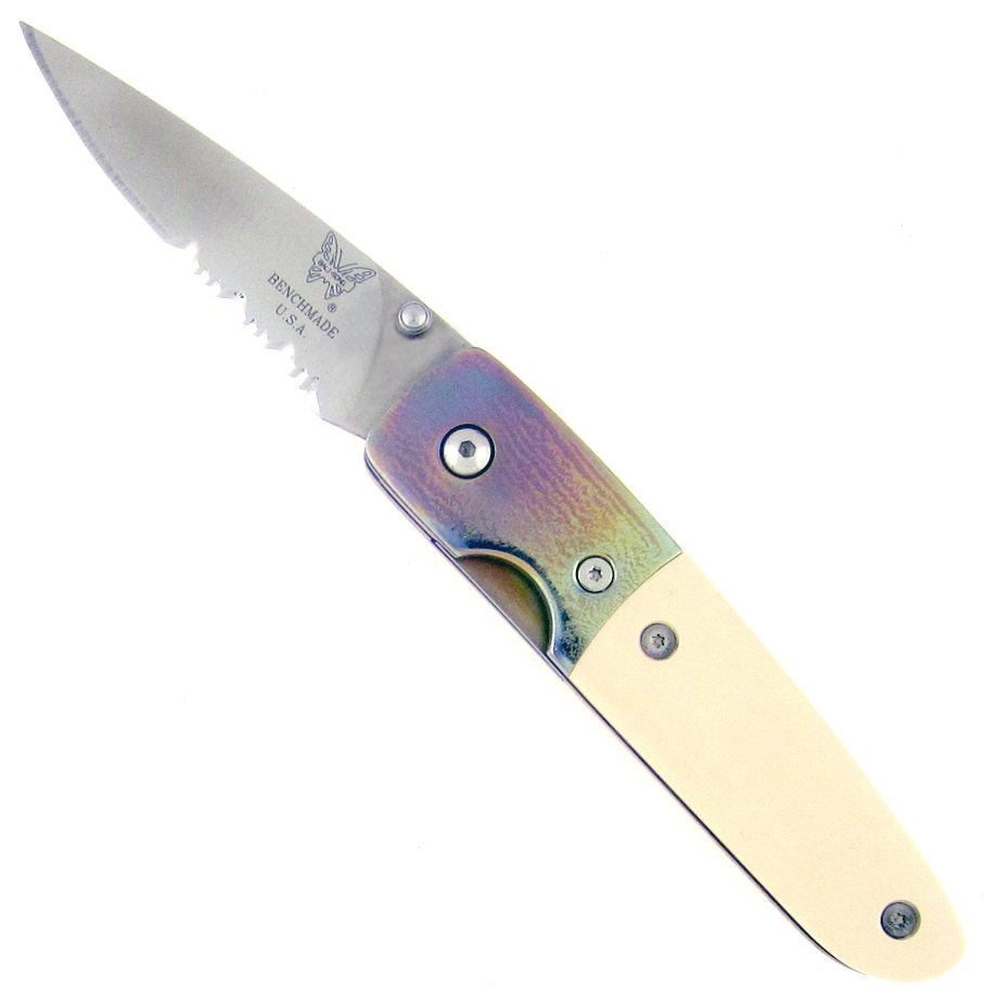 Benchmade Mel Pardue Custom Liner Lock Titanium Ivory Micarta Satin ...