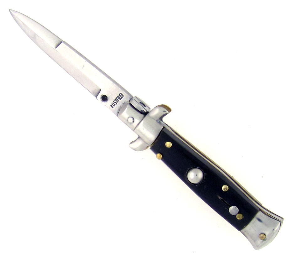 Italian Mini Stiletto Auto Swivel Lock Buffalo Horn | American Edge Knives