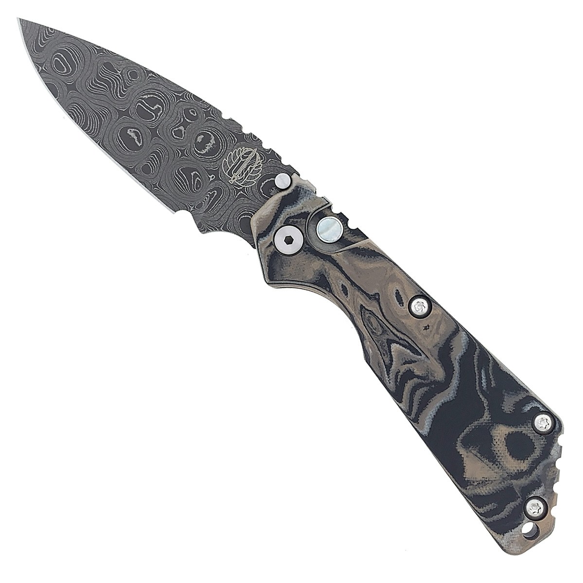 Pro-Tech Strider SnG Auto Camo G-10 Top Handle Damascus Blade Pearl ...
