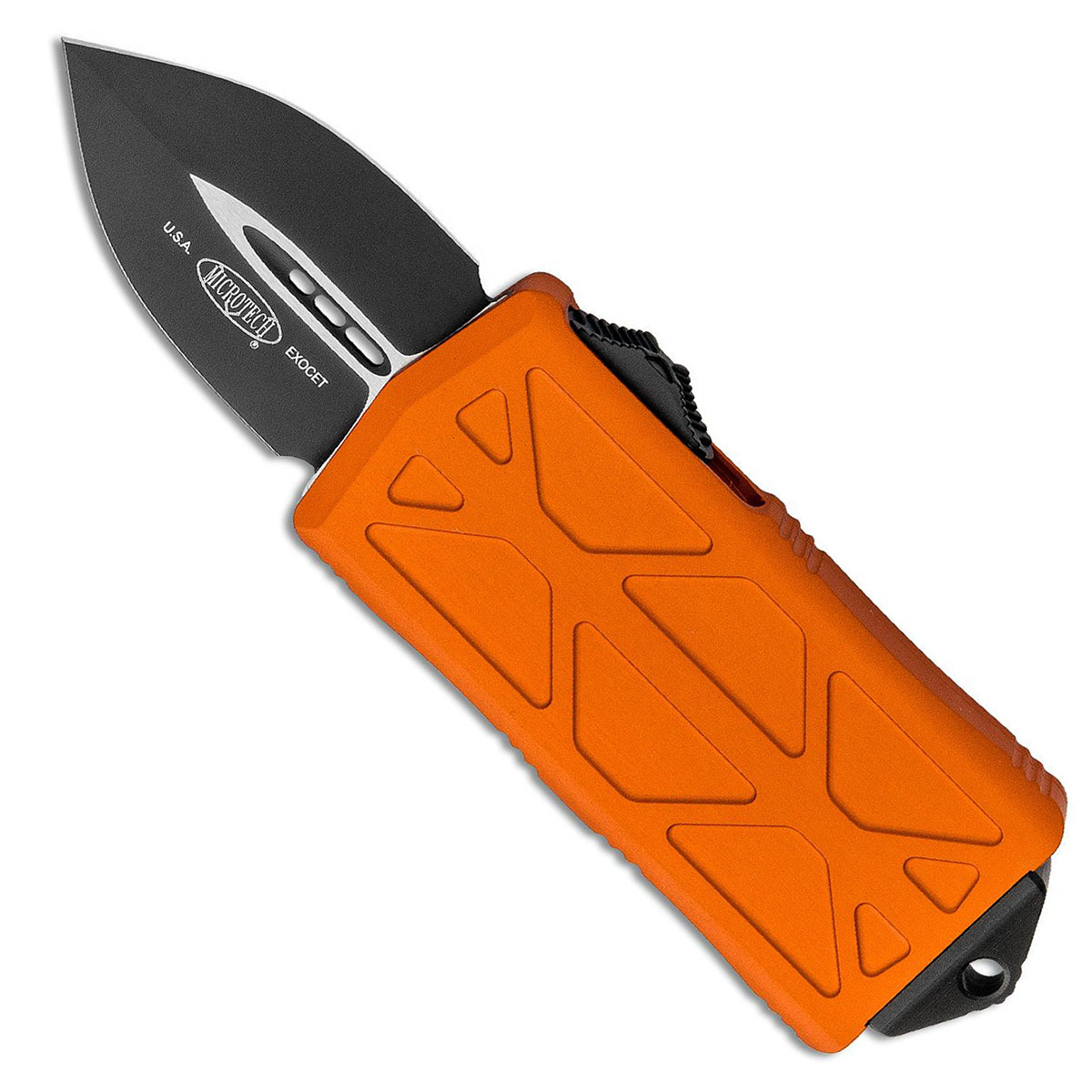 Microtech Exocet D/E Orange Black Standard Cali Legal OTF Money Clip ...