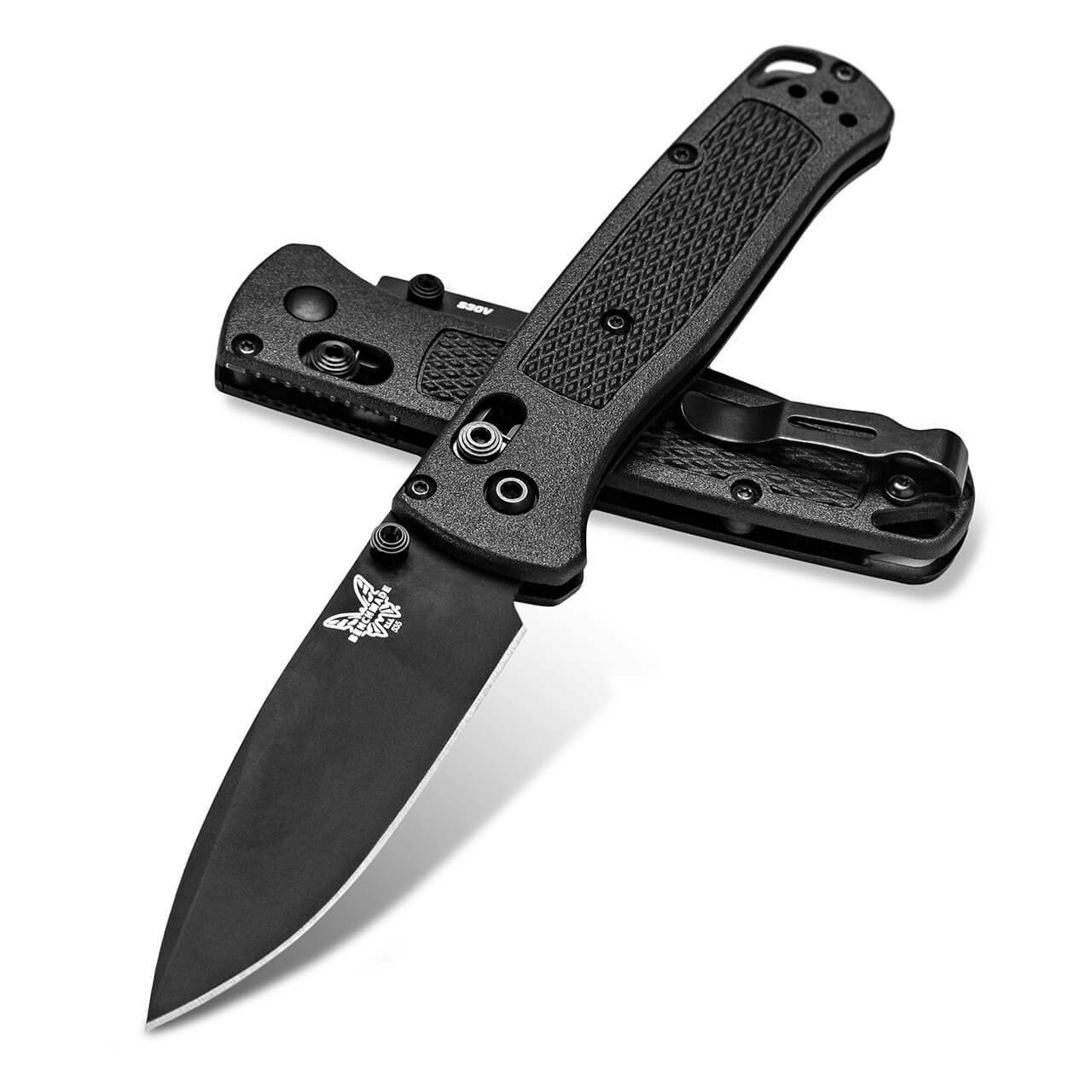 Benchmade Bugout Axis Lock Black CF Elite Handle Black Serrated Blade ...
