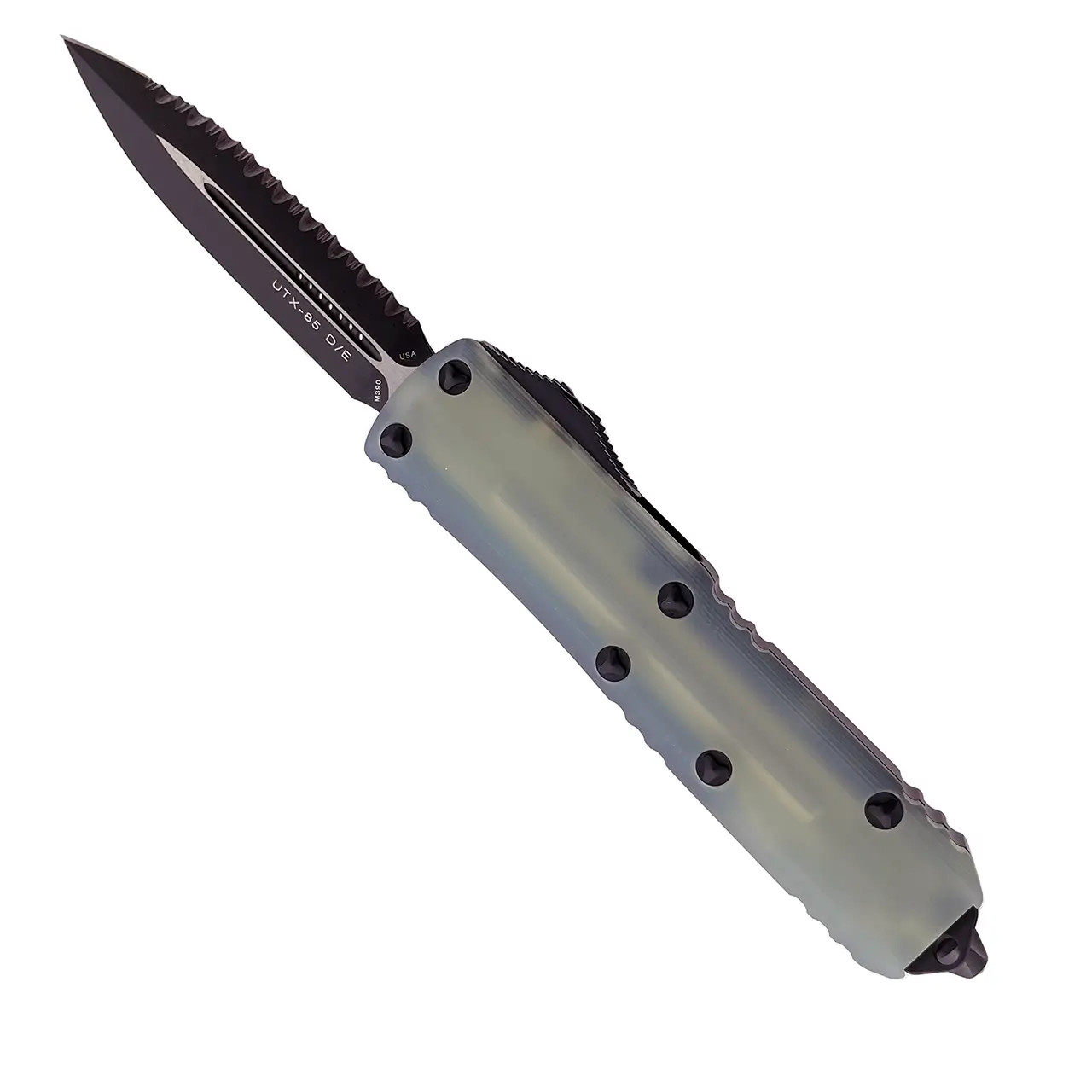 Microtech UTX-85 D/E Jade Green G-10 Composite Top Handle Black Full ...