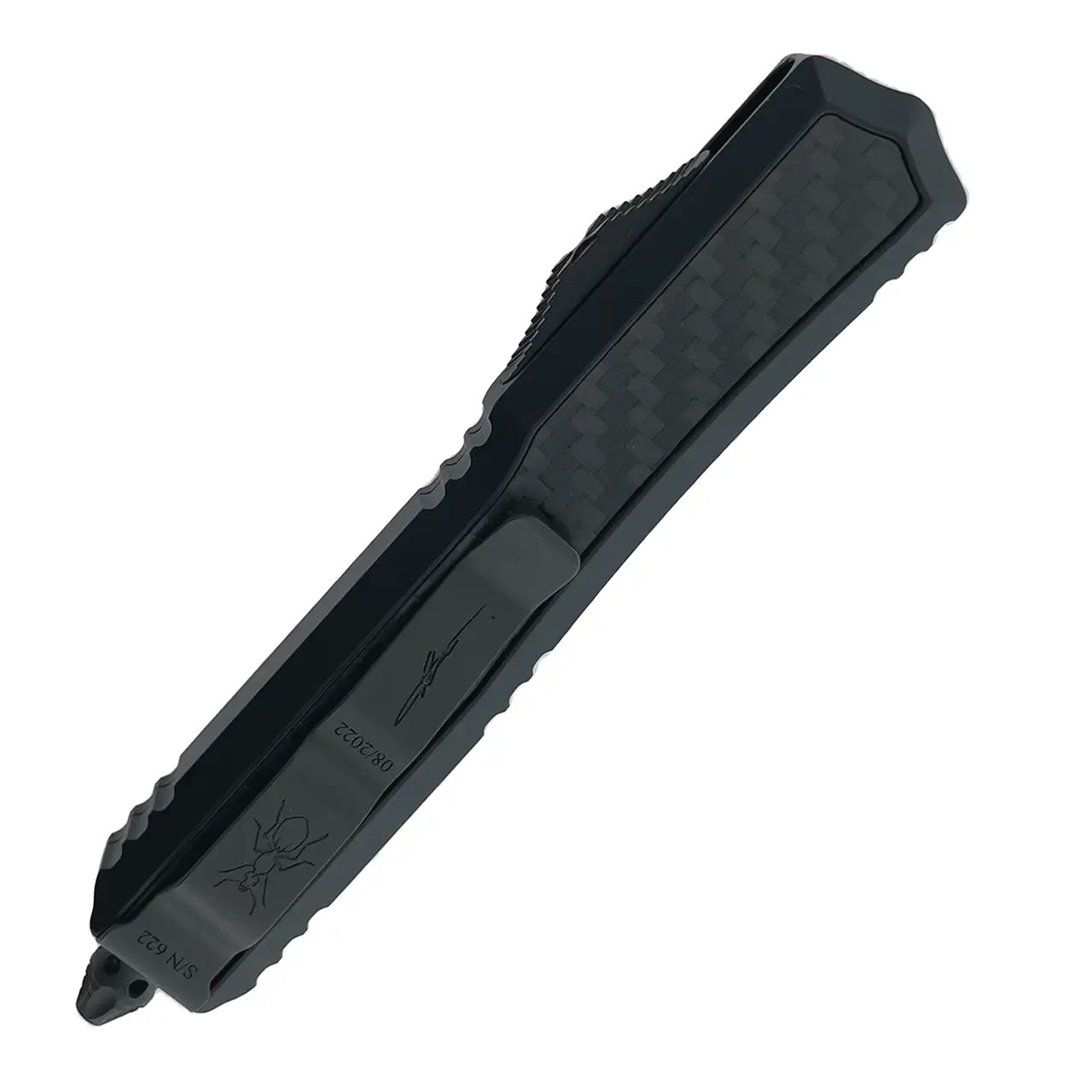 Microtech Makora D/E Shadow Black Handle w/ Carbon Fiber Inlays DLC ...