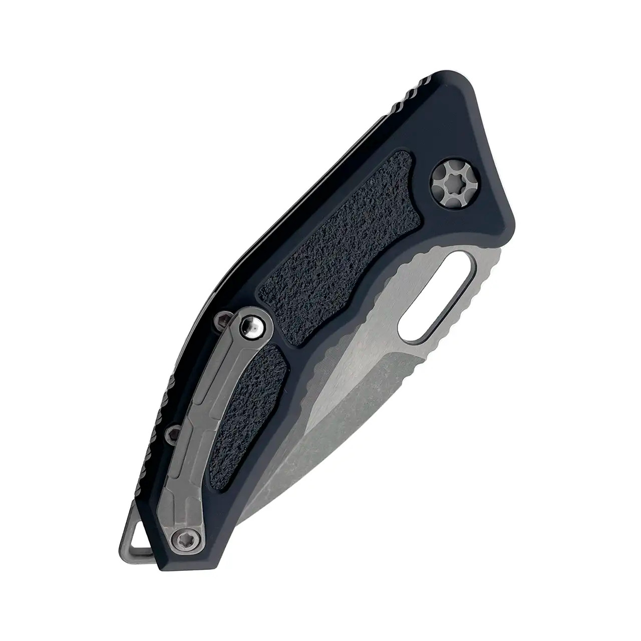 Heretic Knives Medusa Auto Tanto Black Handle Two Tone Battleworn Blade ...