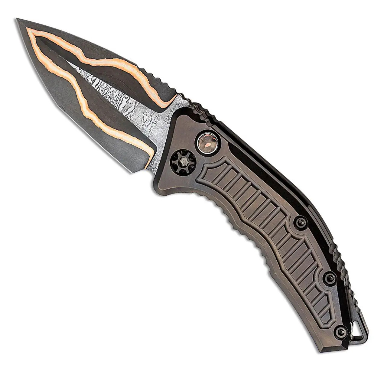 Heretic Knives Custom Medusa Auto Tanto DLC Titanium w/ Frag Pattern ...