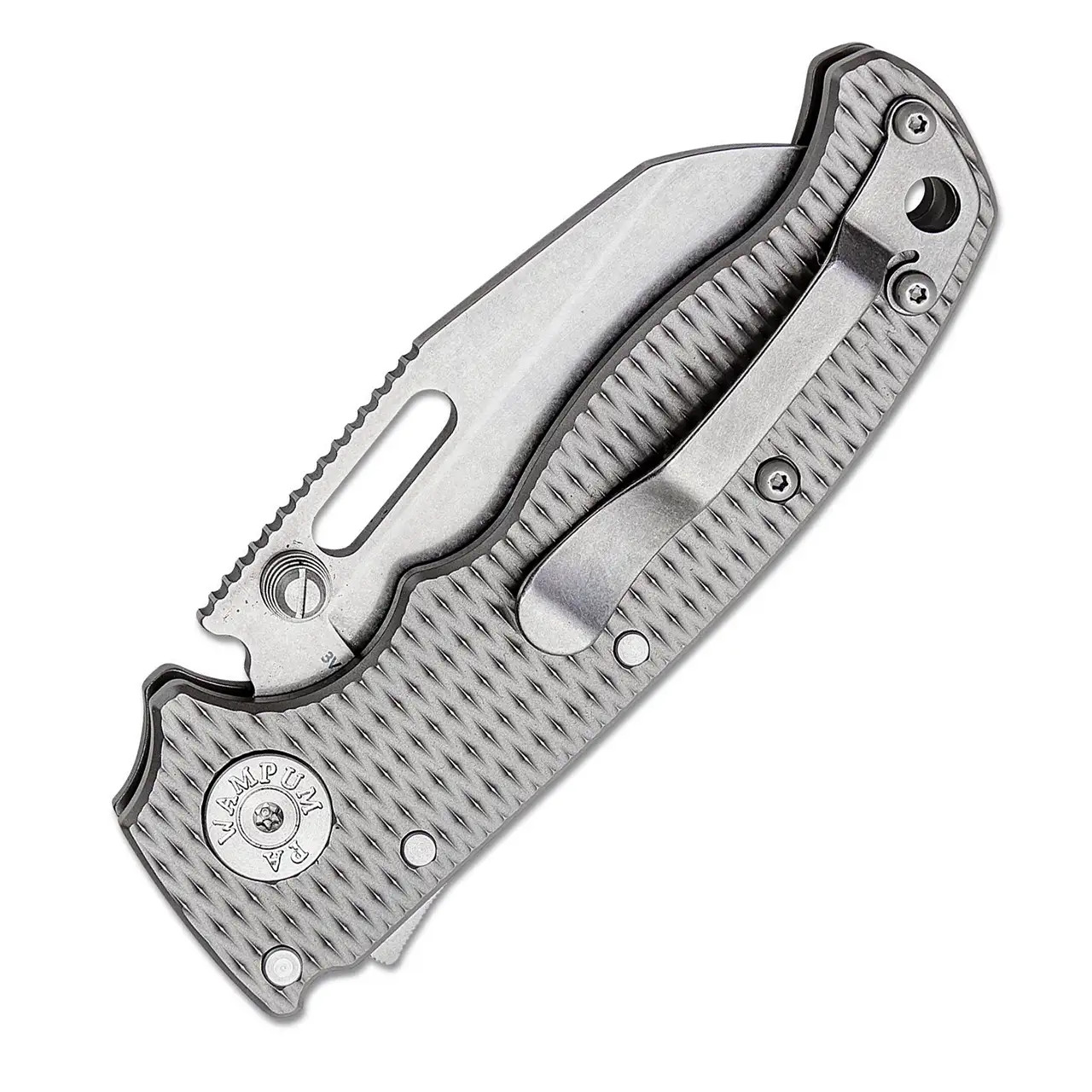 Demko AD-20.5 Shark Lock Shark Foot Textured Titanium Handle Stonewash 3V Blade | American Edge ...