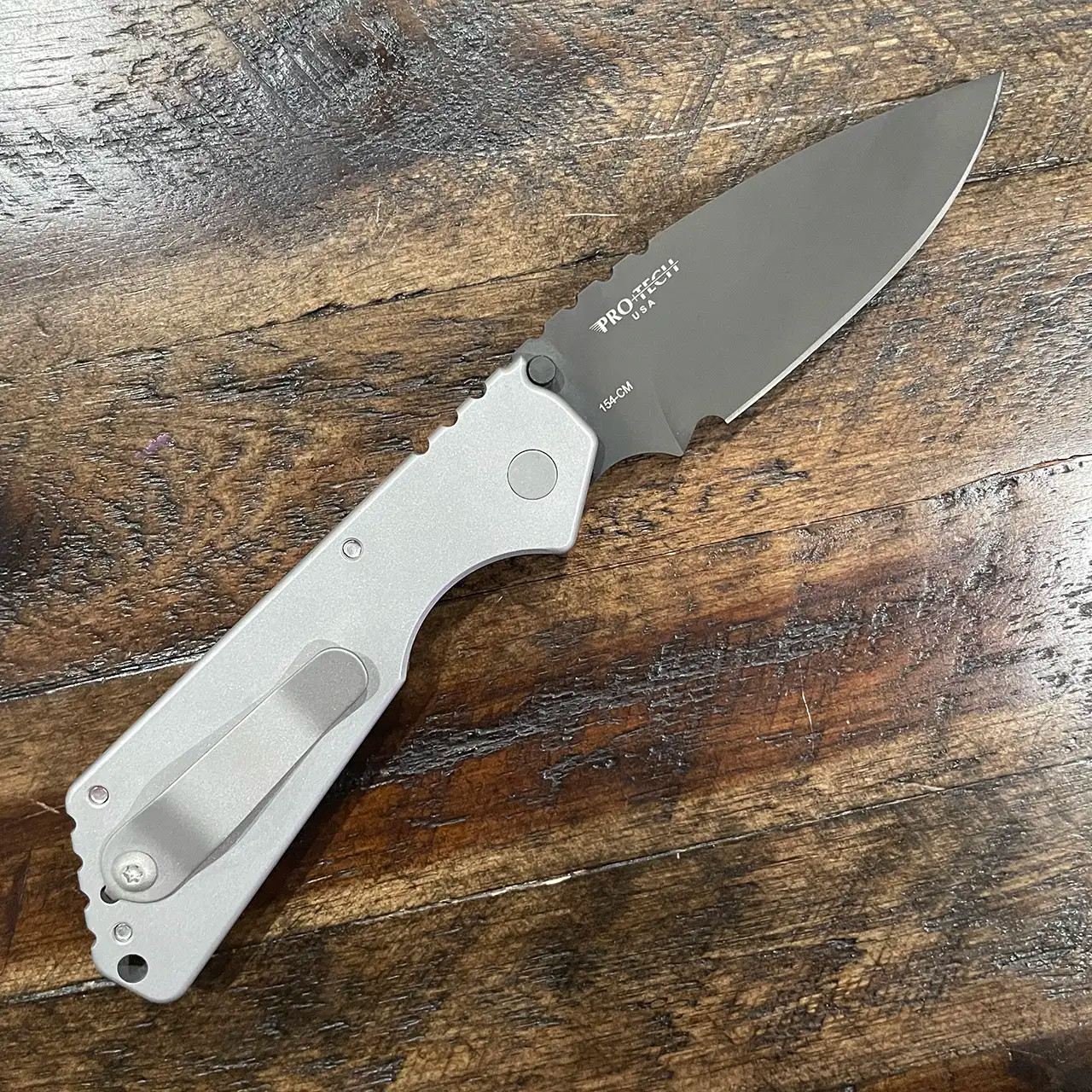 Pro-Tech Strider SnG Auto Custom 416 Stainless Steel Frame w/ Brown G ...