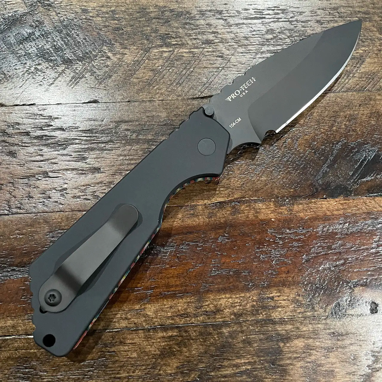 Pro-Tech Strider SnG Auto Christmas Unique Micarta Top DLC Blade Mosaic ...