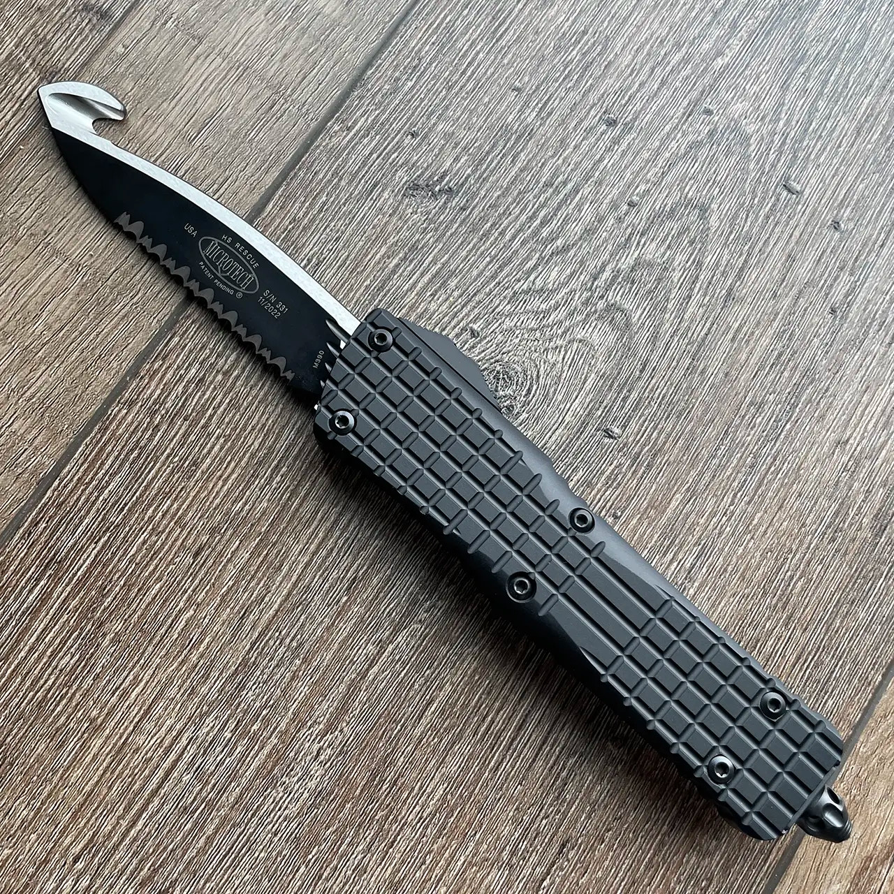 Microtech Combat Troodon HS Rescue Black Frag Full Serrated 601-3THS ...