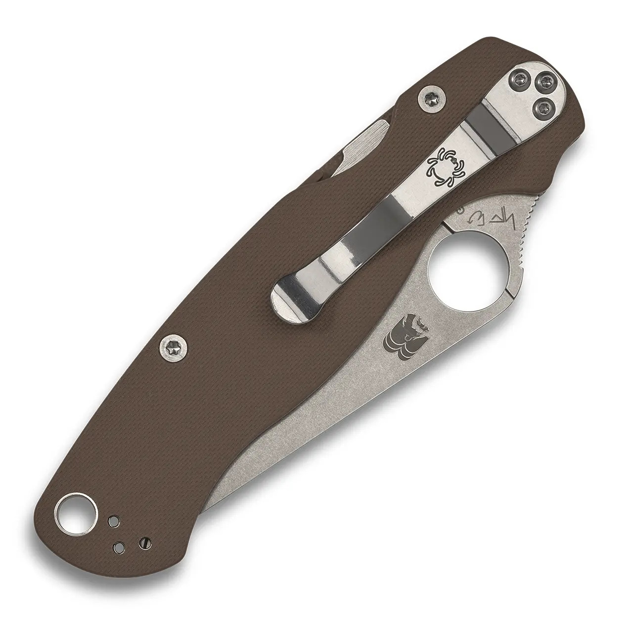 Spyderco Para Military 2 Compression Lock Brown G-10 Handle Stonewash CPM-15V Blade Sprint Run ...