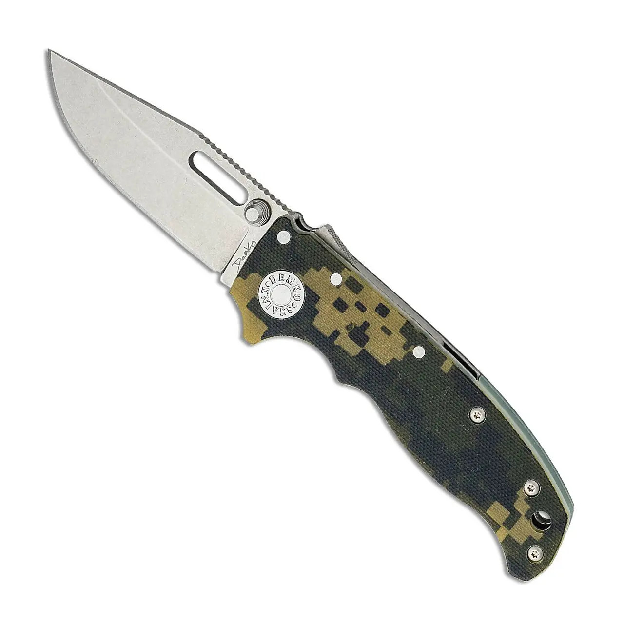 Demko AD-20.5 Shark Lock Camo G10 Handle Stonewash Clip Point S35VN ...