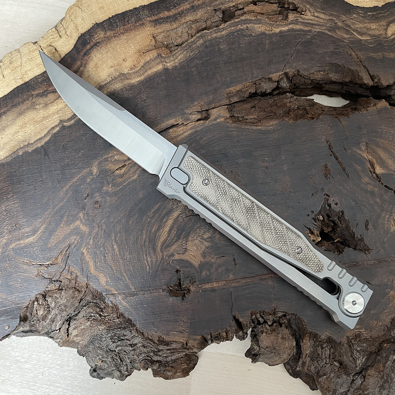 Reate EXO S/E Gravity Knife Titanium Handle w/ Green Micarta Inlay ...