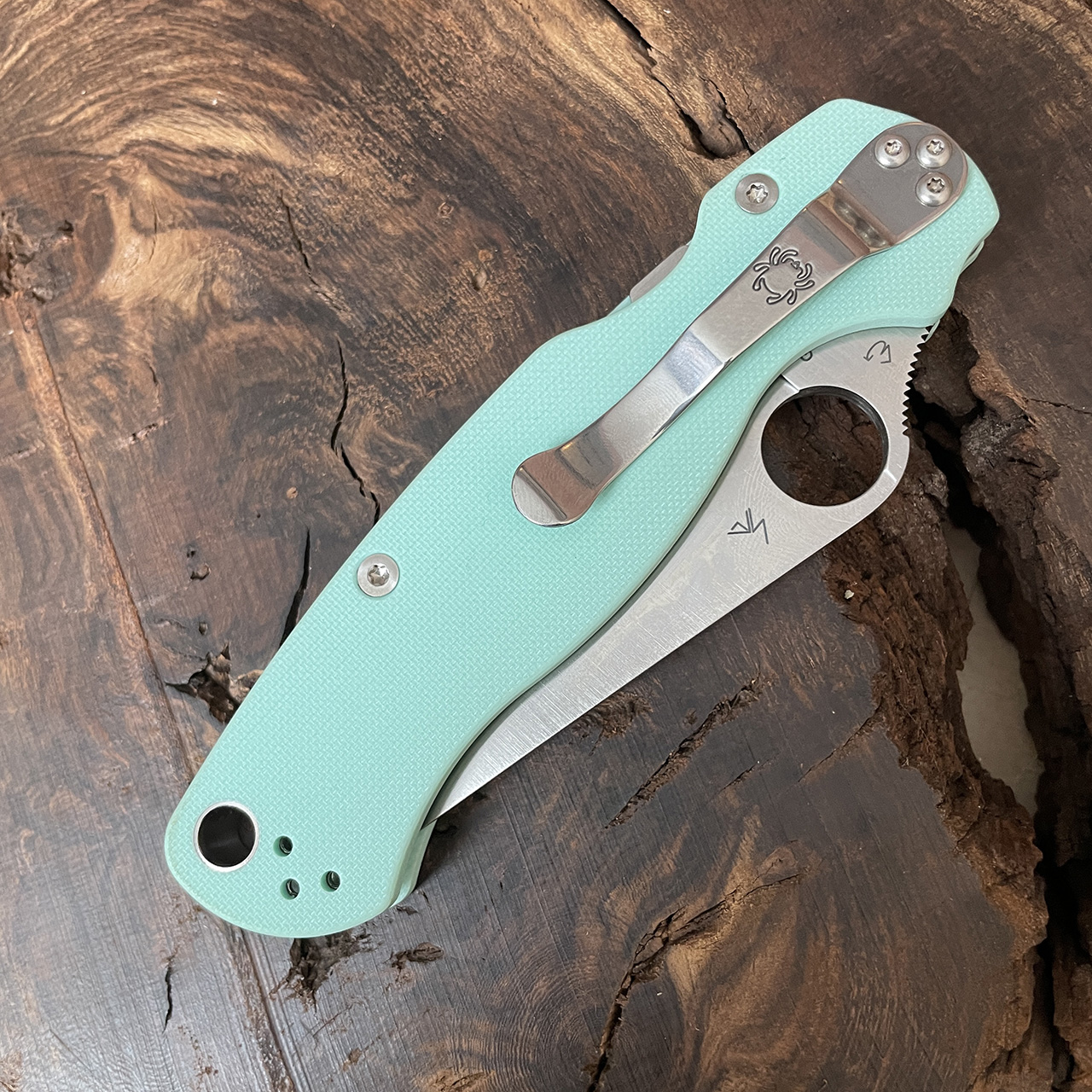 Spyderco Paramilitary 2 Compression Lock Teal G-10 Handle Satin S90V ...