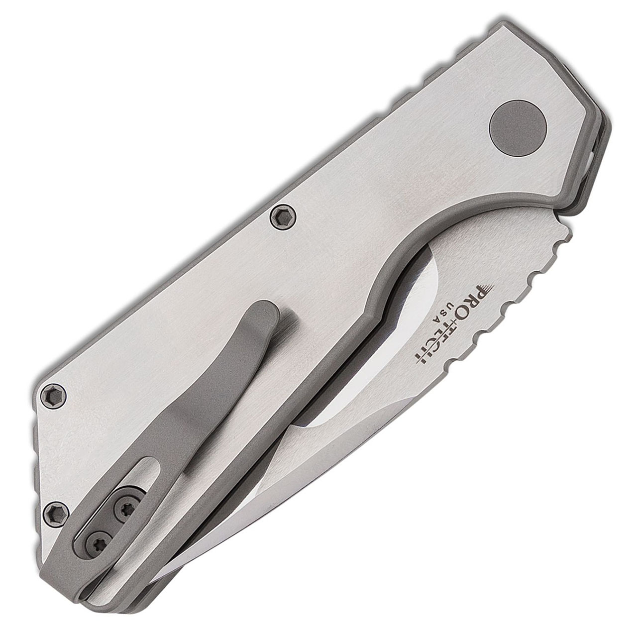 Pro-Tech Strider PT+ Auto Hand Satin 17-4 Stainless Handle w/ Blasted ...