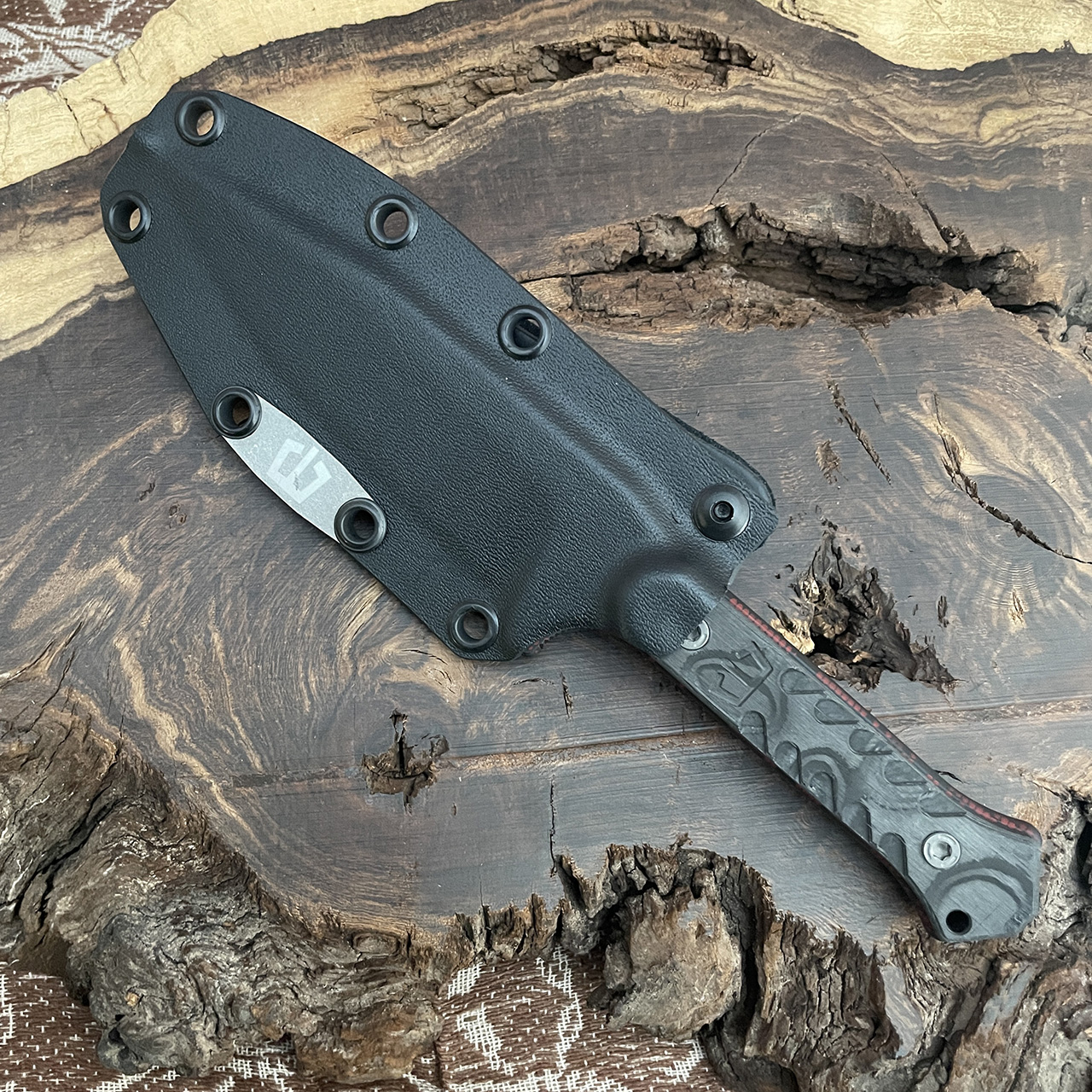 Blackside Customs Fedele X (FX) T/E Black Camo Carbon Handle Red Half-Tone Camo Blade | American ...