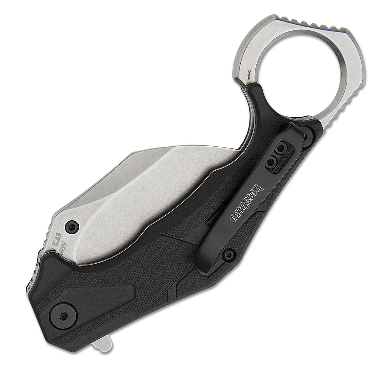 Kershaw 2064SW Outlier Karambit Textured Black GFN Handles Stonewash Blade | American Edge Knives