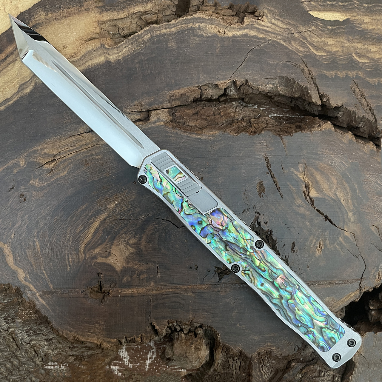 Heretic Knives Custom Cleric II T/E Stainless Handle w/ Abalone Inlay ...