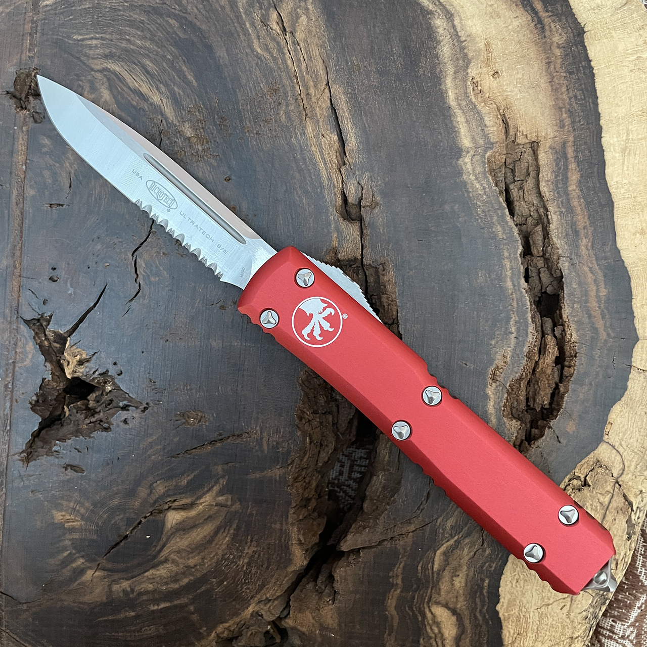 Microtech Ultratech S/E Red Satin Serrated 121-5RD | American Edge Knives