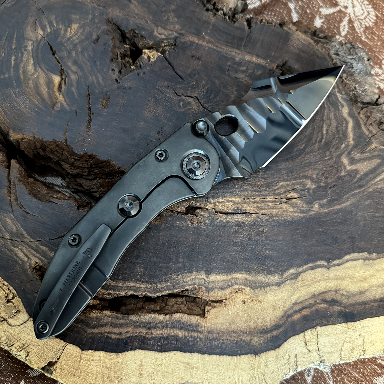 Marfione Custom Borka Stitch Auto Carbon Fiber Handle Diamondwash Two ...