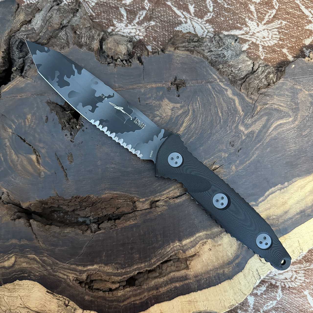 Microtech Socom Alpha T/E Urban Camo Serrated Signature Series 114-2UCS ...