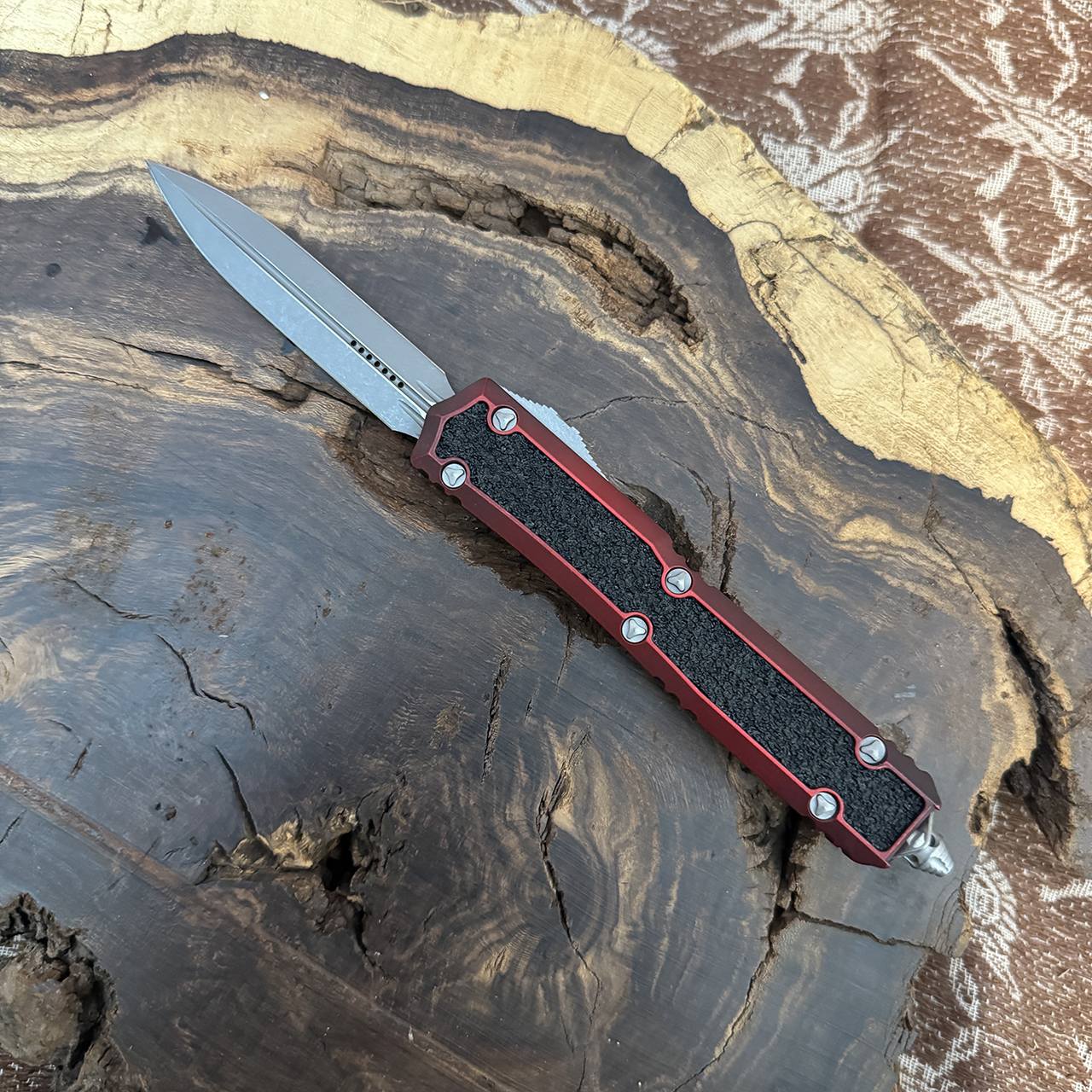 Microtech Makora D/E Weathered Red Apocalyptic Standard Nickel Boron ...